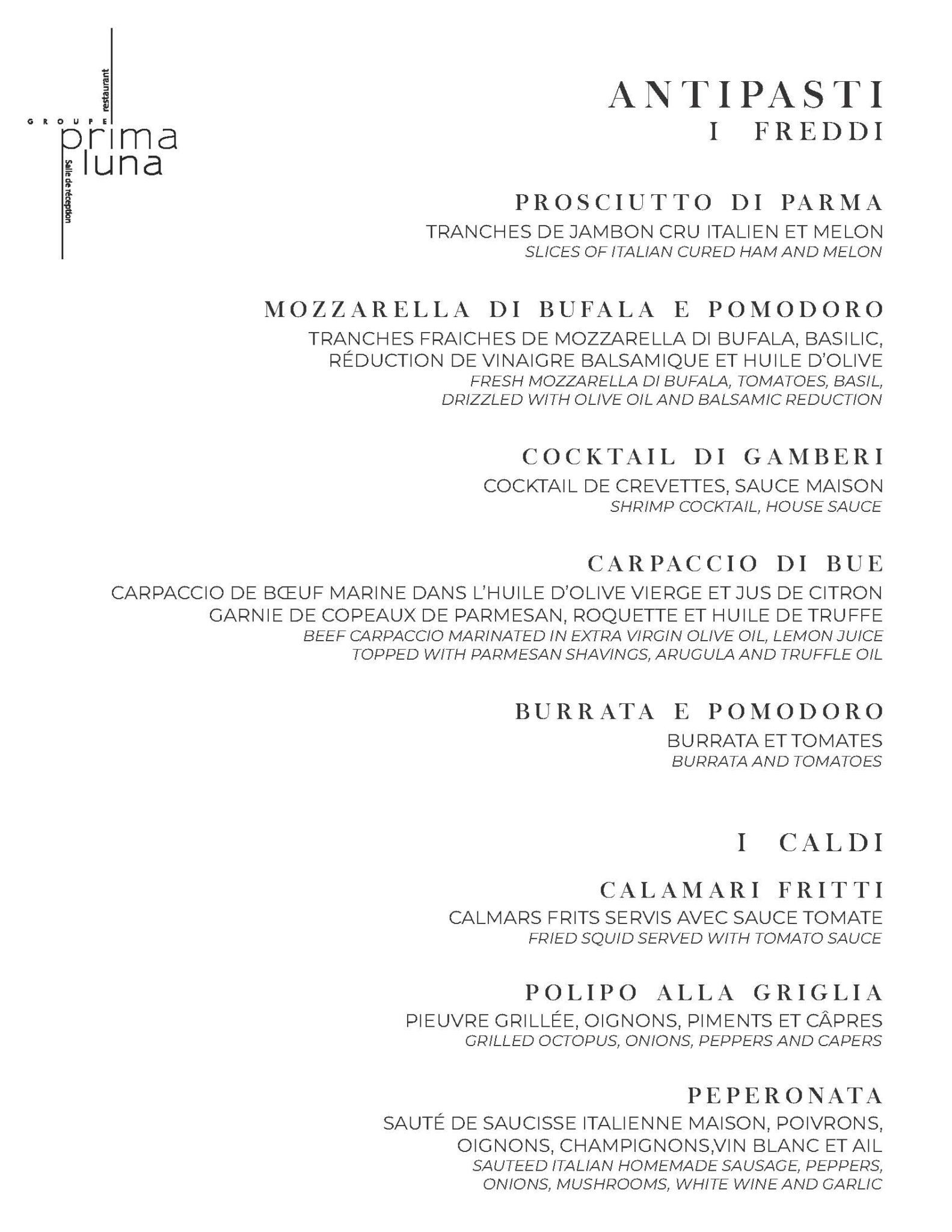 prima luna restaurant - Prima Luna